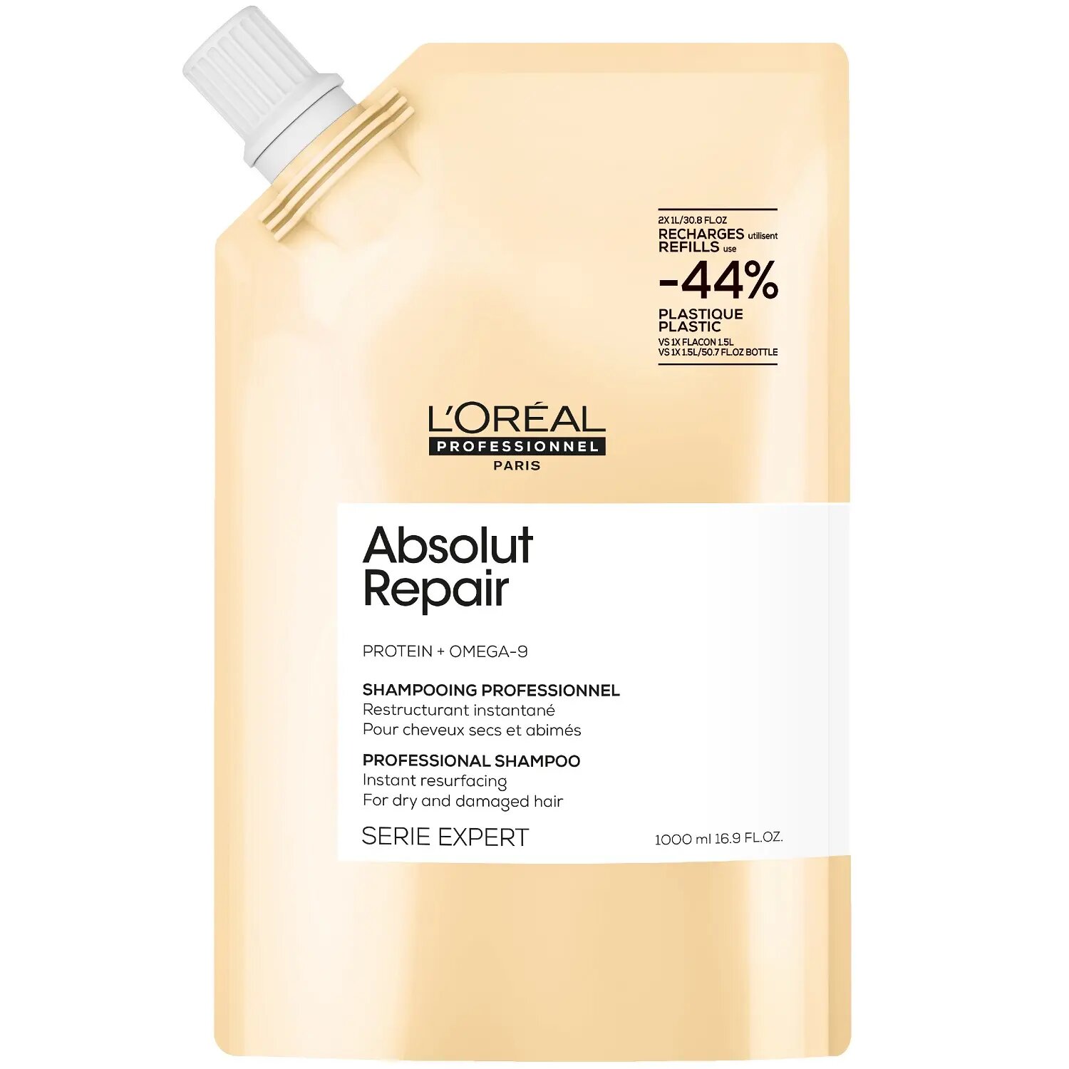 Loreal Absolut Repair Шампунь для восстановления 1000 мл рефилл (мягкая упаковка)