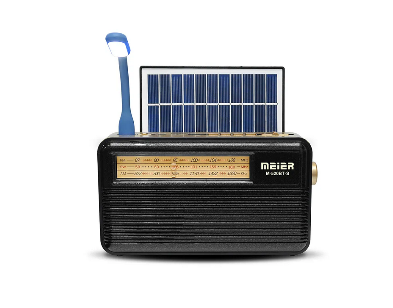 Радиоприемник с MP3 плеером +Solar panel в ретро стиле M-520BT-S (черный)