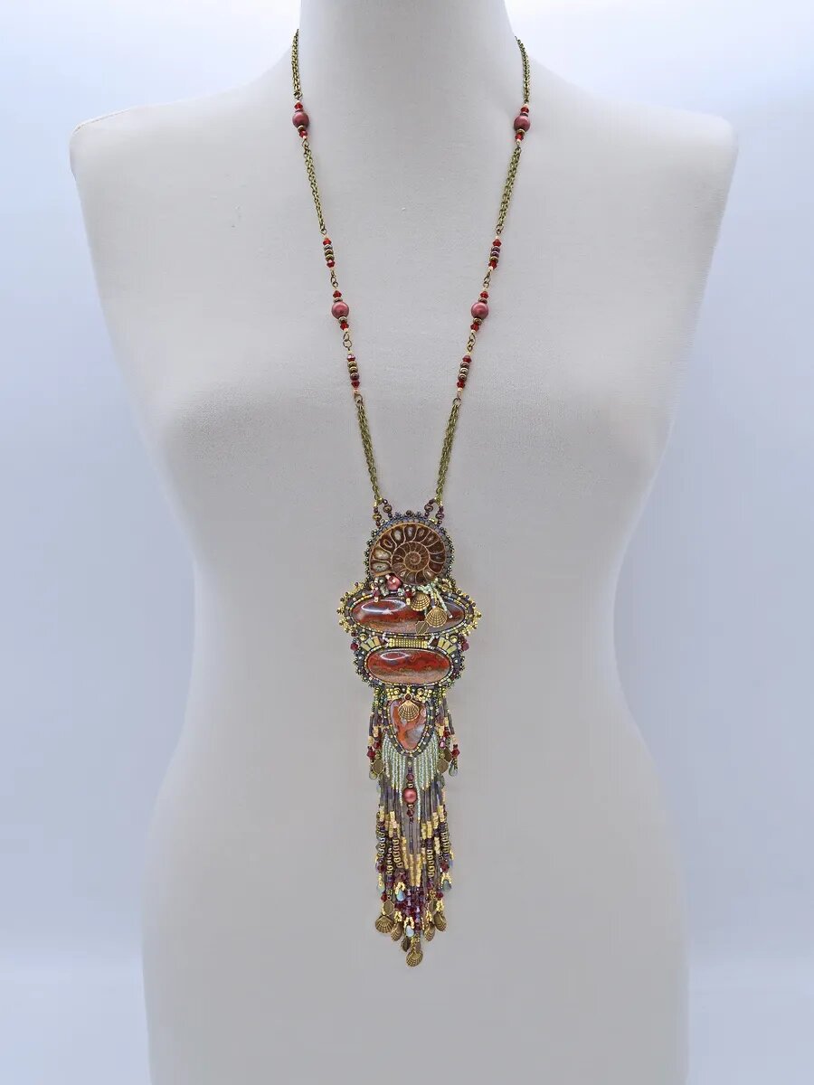 Колье, агат, кристаллы Swarovski