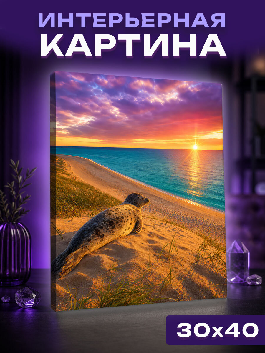 Интерьерная картина Тюлень над бирюзовой Атлантикой