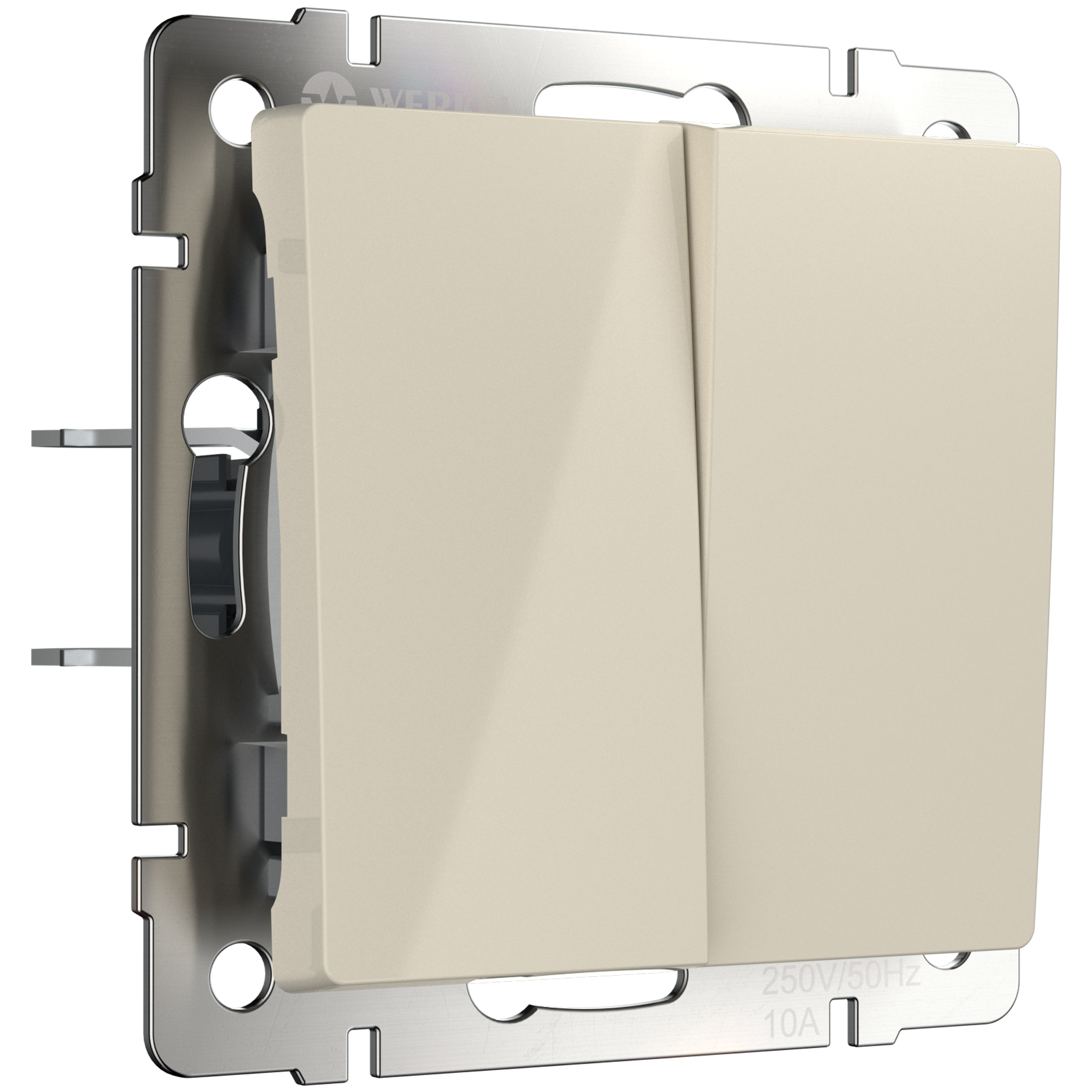 Выключатель двухклавишный Слоновая кость WL03-SW-2G-ivory (W1120003) - комплект 10 штук
