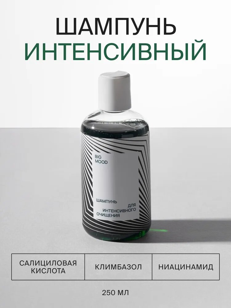BIG MOOD Шампунь для интенсивного очищения против перхоти и себореи с салициловой кислотой и климбазолом, 250 мл