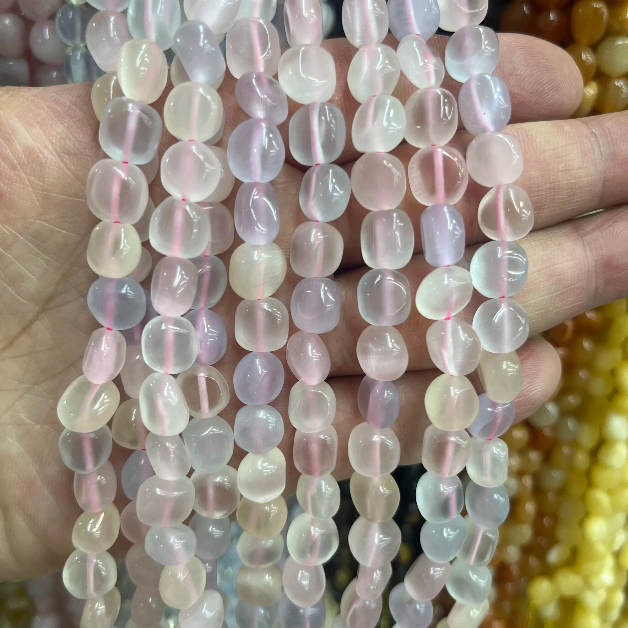 Бусины из агата Морган, розовый кварц 15inch