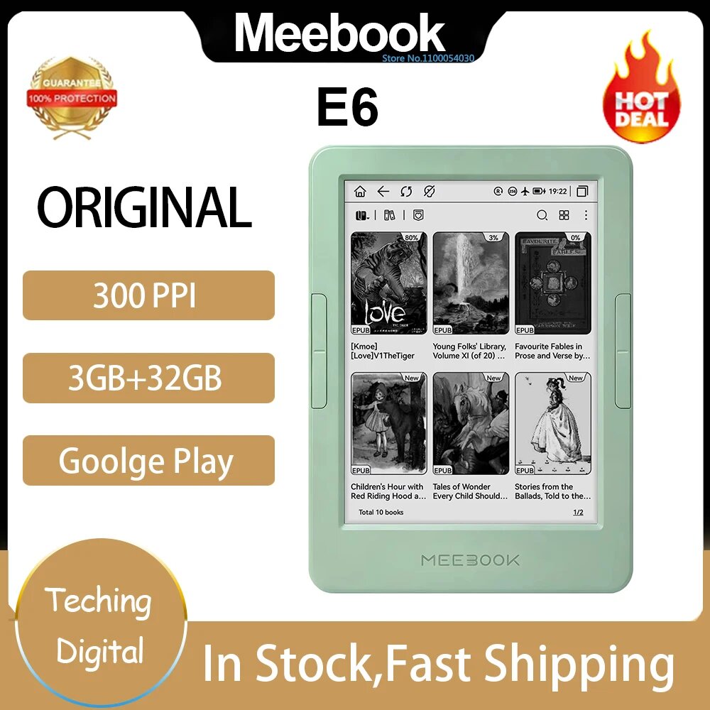 Meebook E6 электронный ридер 3ГБ+32ГБ 6 дюймов Зеленый, Green