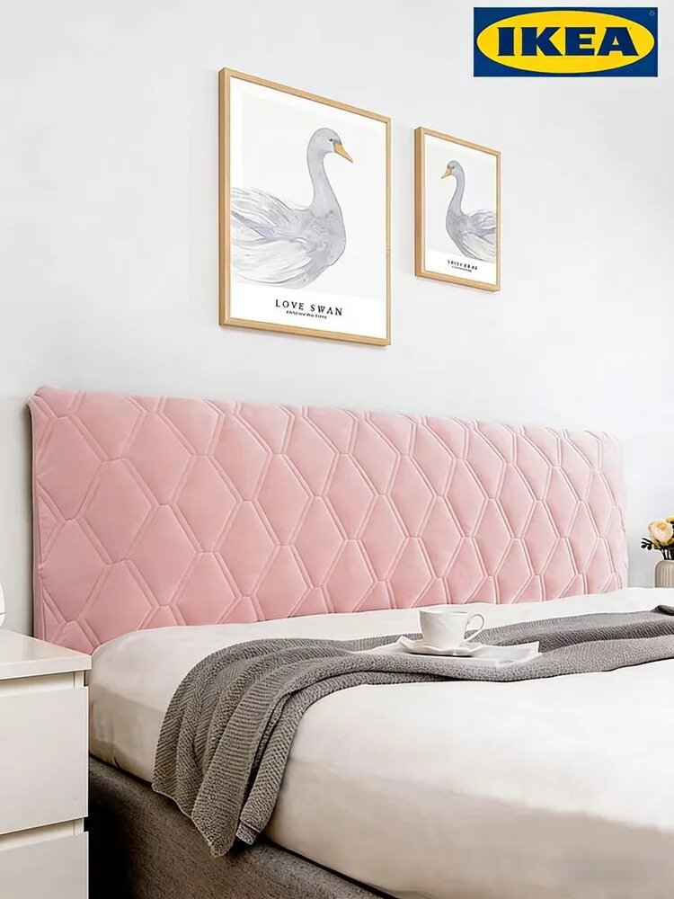 IKEA Чехол на мебель для кровати 130x70 см вафельный, вязаный розовый