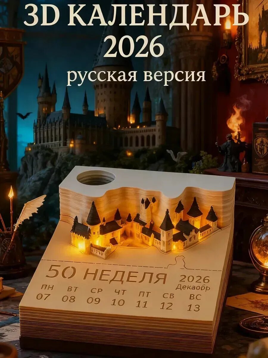 Календарь настольный отрывной 3d Гарри Поттер подарок