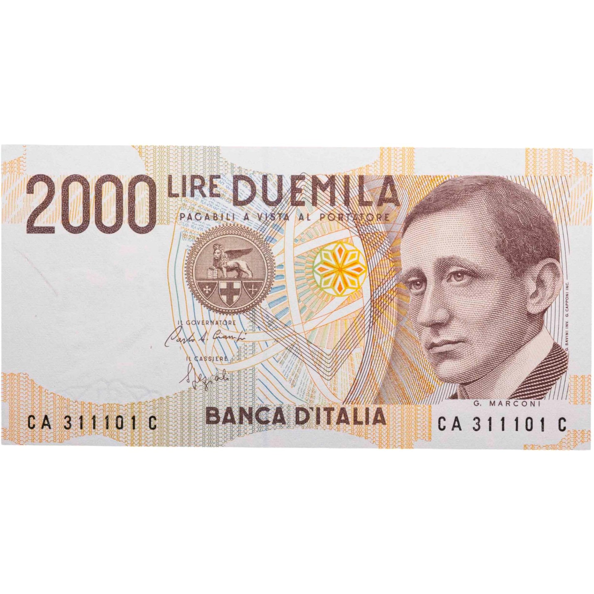 Италия 2000 лир 1990 года