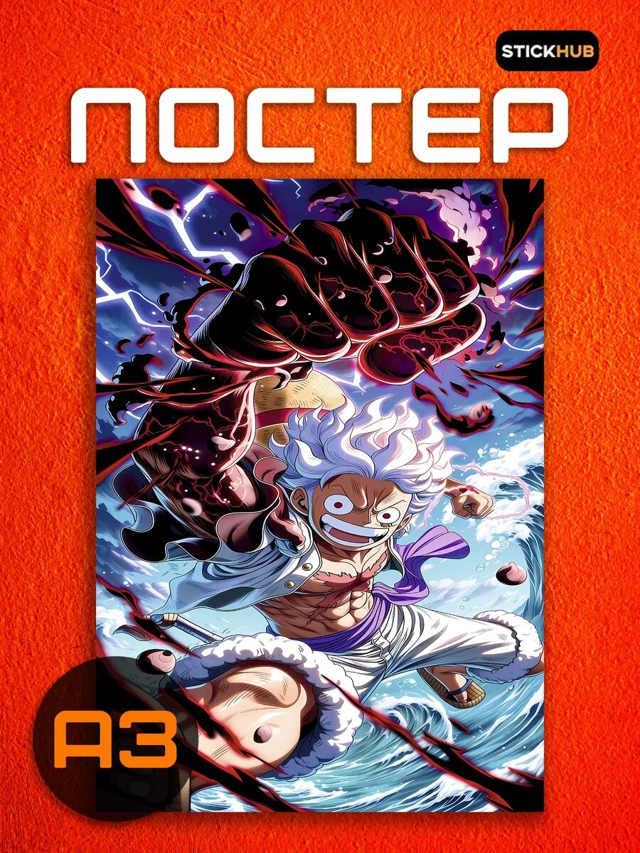 Постер на стену Луффи Гир 5: Освобождение и мощь, One Piece