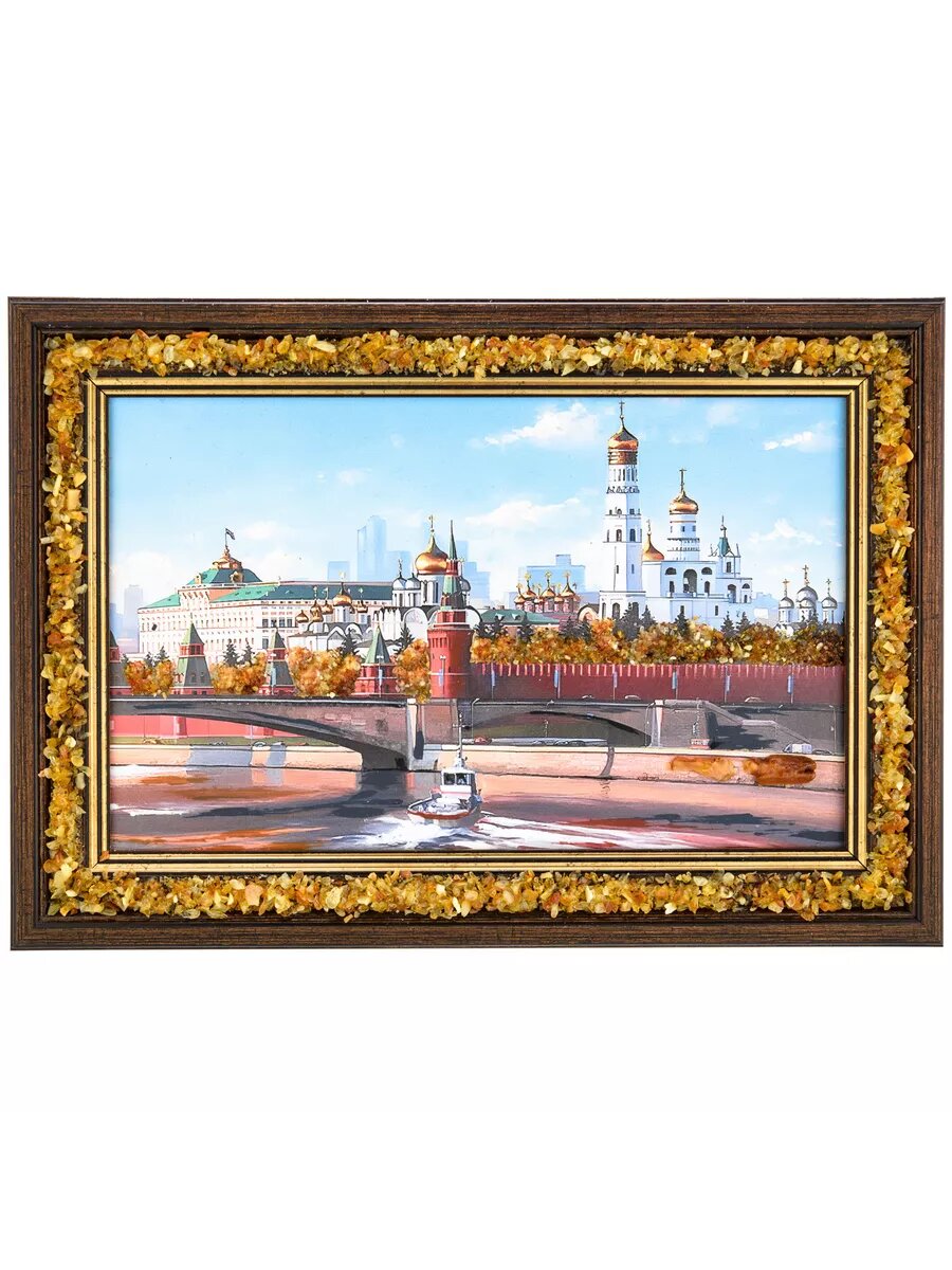 Картина янтарная "Храм Христа Спасителя" 24х15 см