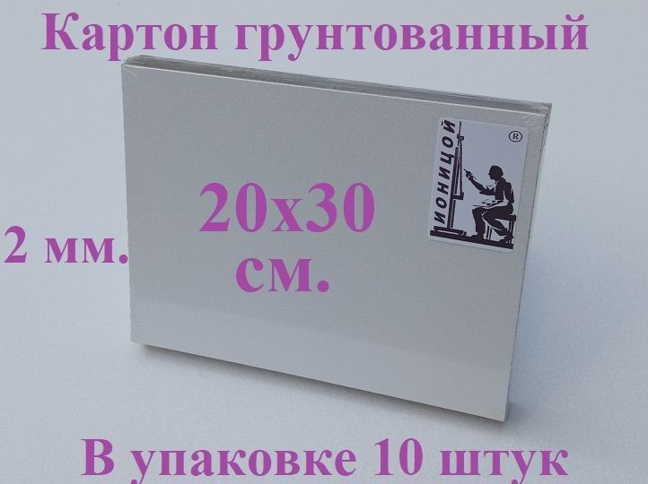 Картон грунтованный 20х30 см. - 10 шт. ( грунт акриловый )