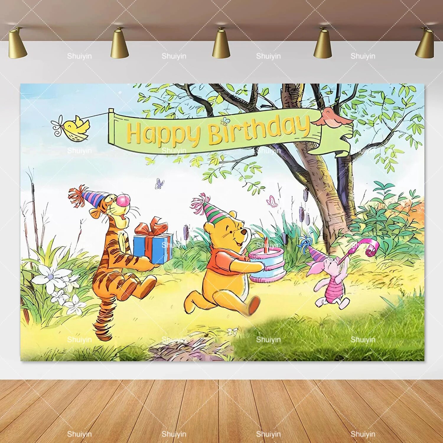 Фон для фотосессии Винни-Пух Potdemiel Желтый, 150x100cm, A067-16