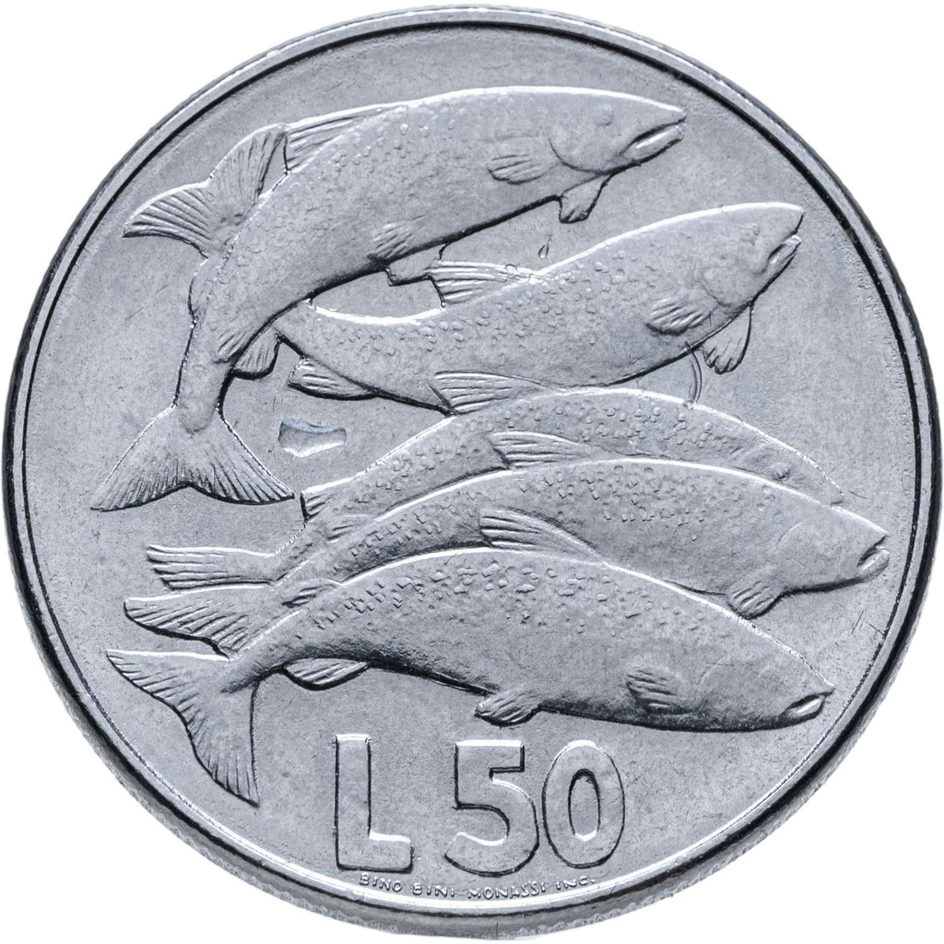 Сан-Марино 50 лир lire 1975 Любовь у животных, Сталь, в сохранности AU