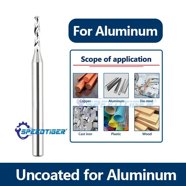 SPEEDTIGER Спиральное сверло из микротвердосплава 0,3-2,95 мм 10pcs, 2.95XD3X14X38L, For Aluminum