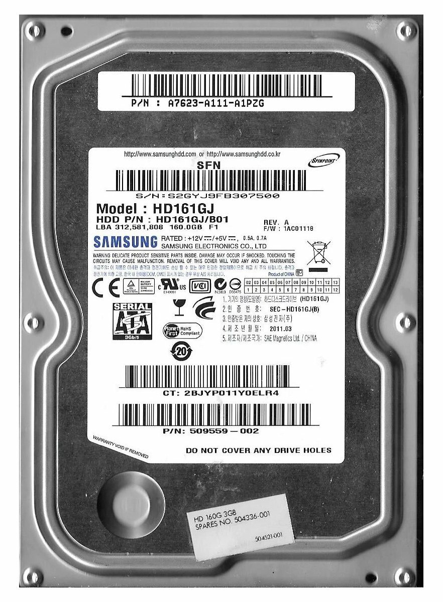 Жесткий диск HP 160Gb 7200 SATAII 3.5" HDD 509559-001