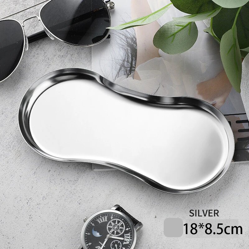 Овальный поднос из нержавеющей стали, Silver, 18*8.5см