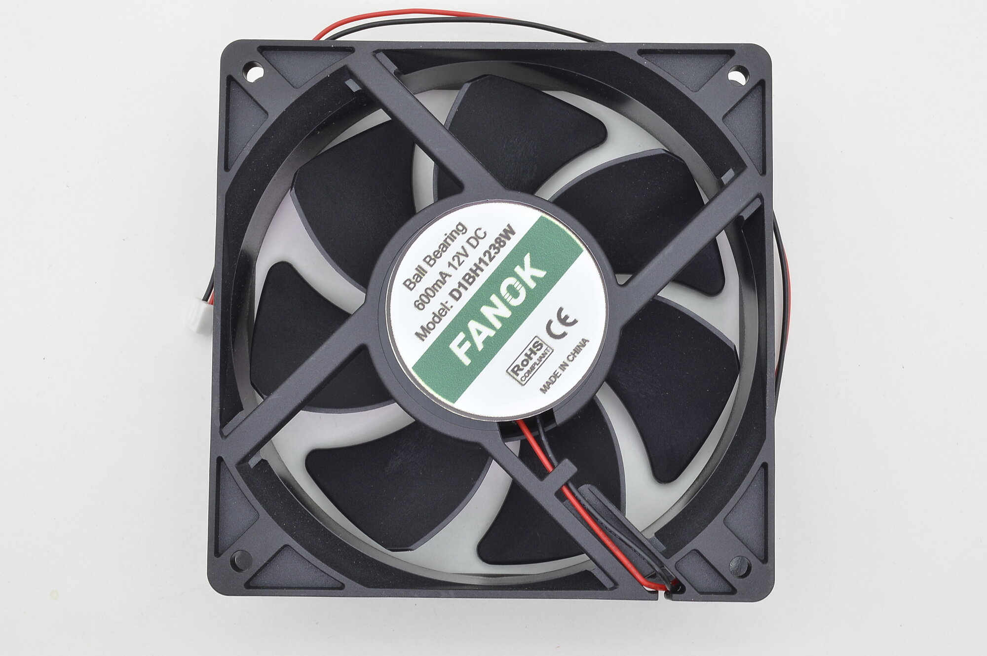 FANOK D1BH1238W Вентилятор осевой, 12В DC, 120x120x38мм, подшипник качения, 265куб. м/ч, 3060об/мин, разъем 2PIN, 1шт