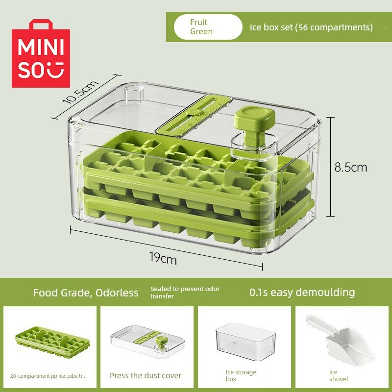 Формочка для льда Miniso, пресс-форма для льда для домашнего холодильника, контейнер для хранения льда с крышкой,