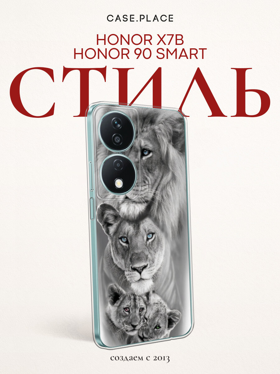 Силиконовый чехол на Honor X7B/90 Smart / Хонор X7B/90 Smart с принтом Львиная семья
