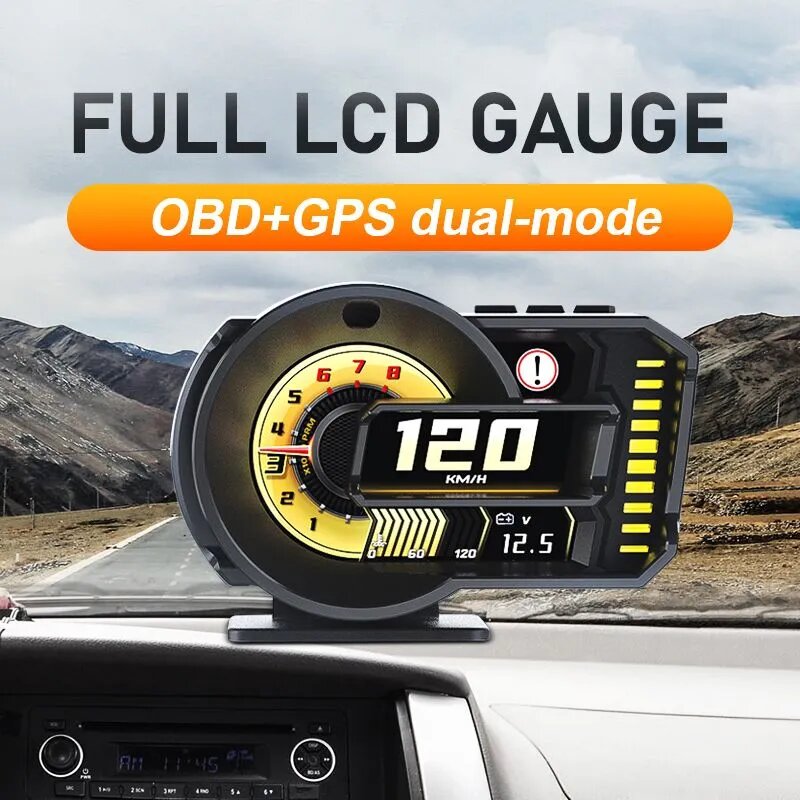 Бортовой компьютер 5 Вт арт. 31166-1, OBD+GPS dual-mode, Черный, Универсальный