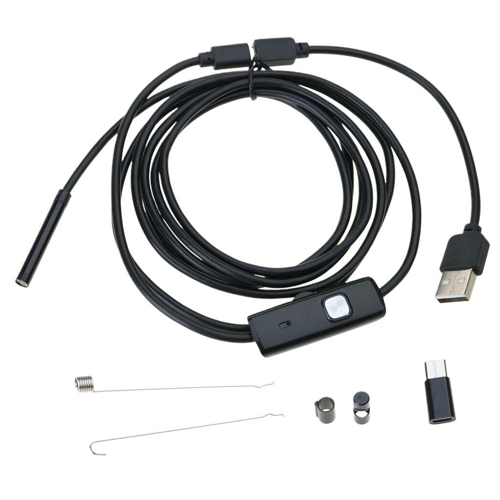 USB-эндоскоп с 6 регулируемыми светодиодами, водонепроницаемый, 2m