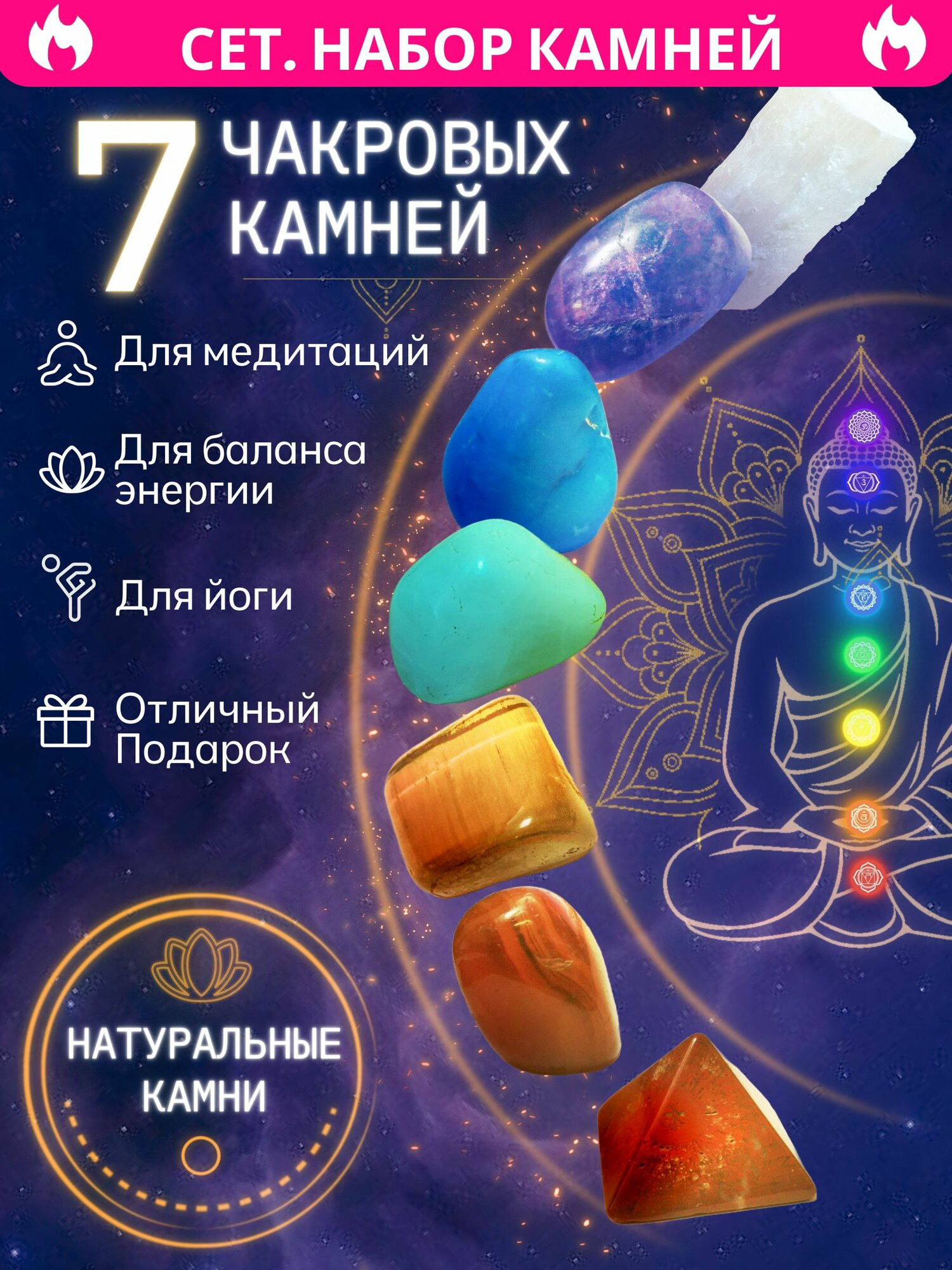 Набор камней и минералов. Чакровый набор.