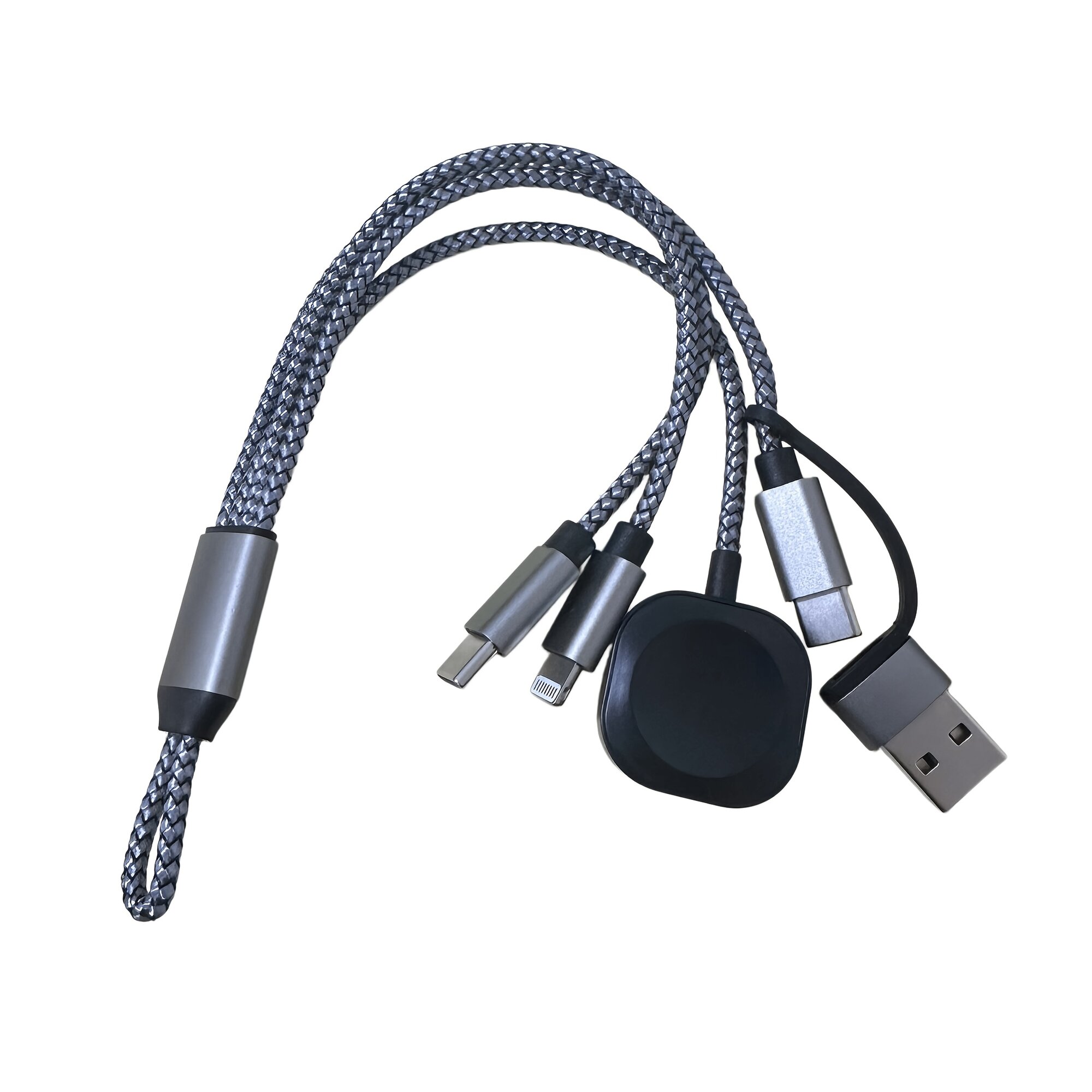 Кабель USB/Type-C 2-в-1/3-в-1 для зарядки и передачи данных, быстрая зарядка PD15W, мультиразъемный, для магнитных зарядных устройств смарт-часов, 1 шт.