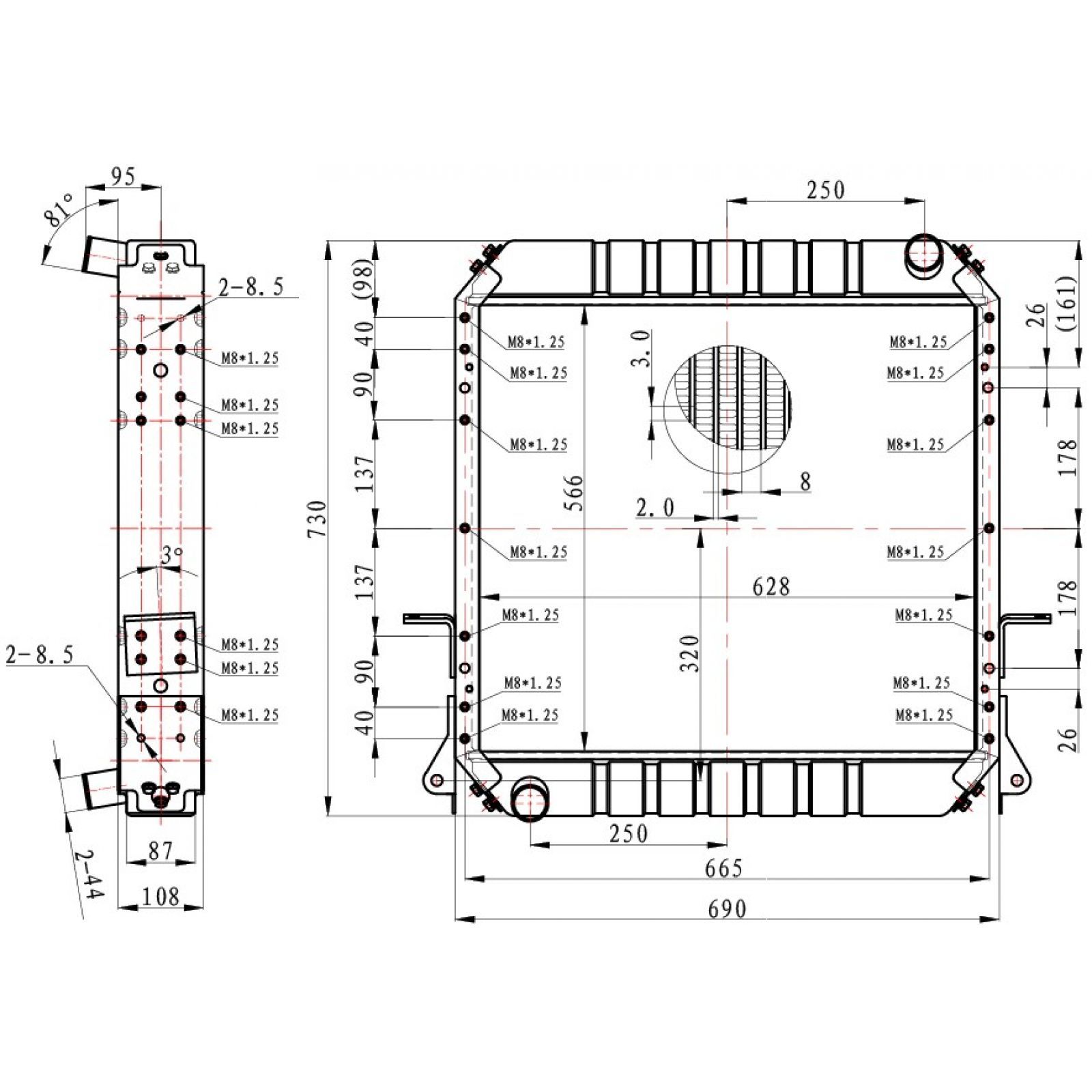 Радиатор охлаждения, для МАЗ 4370 Зубренок oem 43701301010, 4370Т1301010001B арт LRC12370
