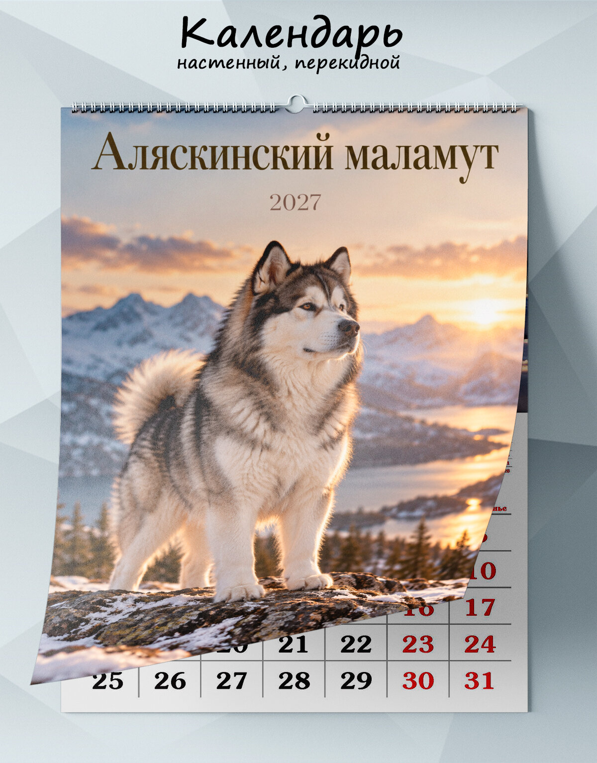 Календарь настенный, перекидной "Аляскинский маламут" на 2027 год