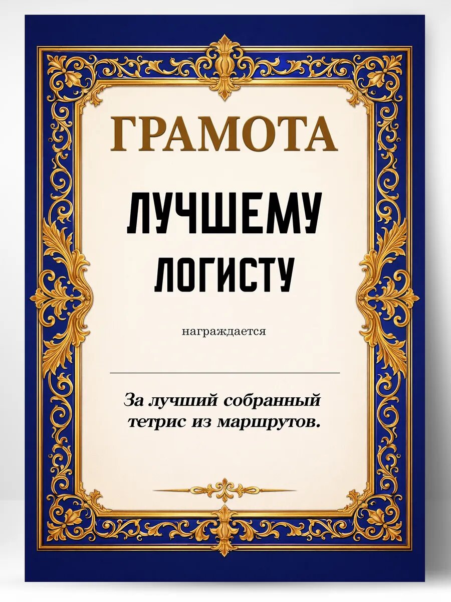 Грамота диплом в подарок - Лучшему логисту