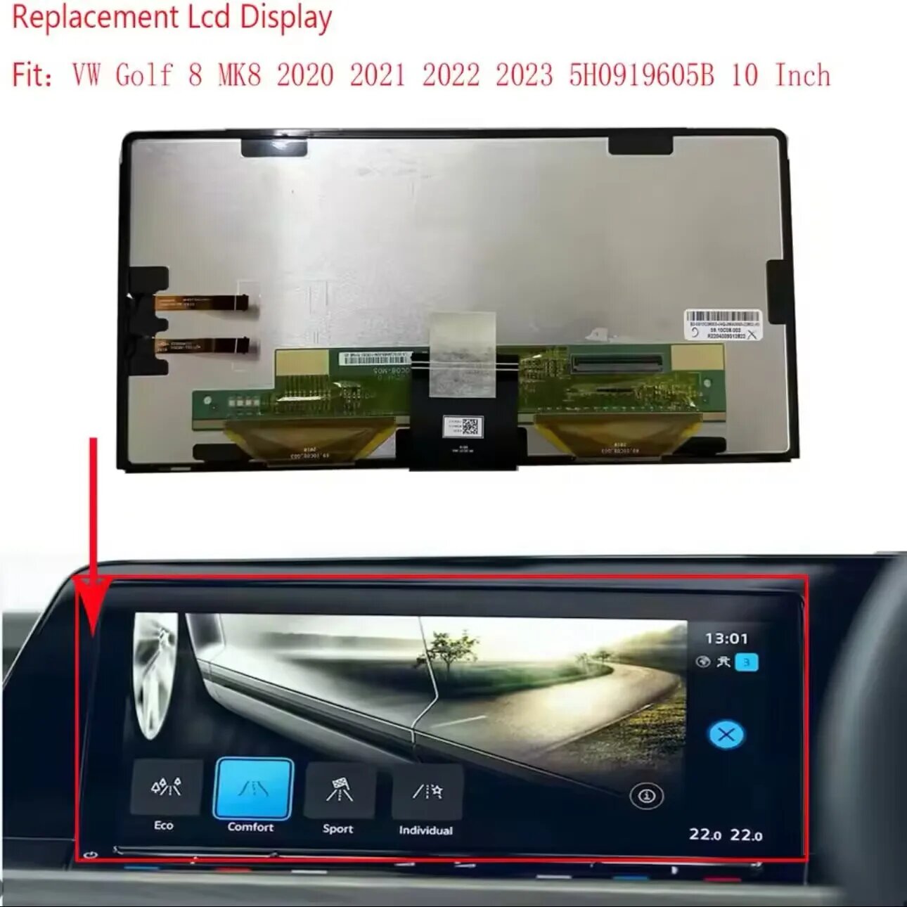 Запасной ЖК-дисплей 10 дюймов 5H0919605B для VW Discover PRO GOLF 8 MK8 MIB3
