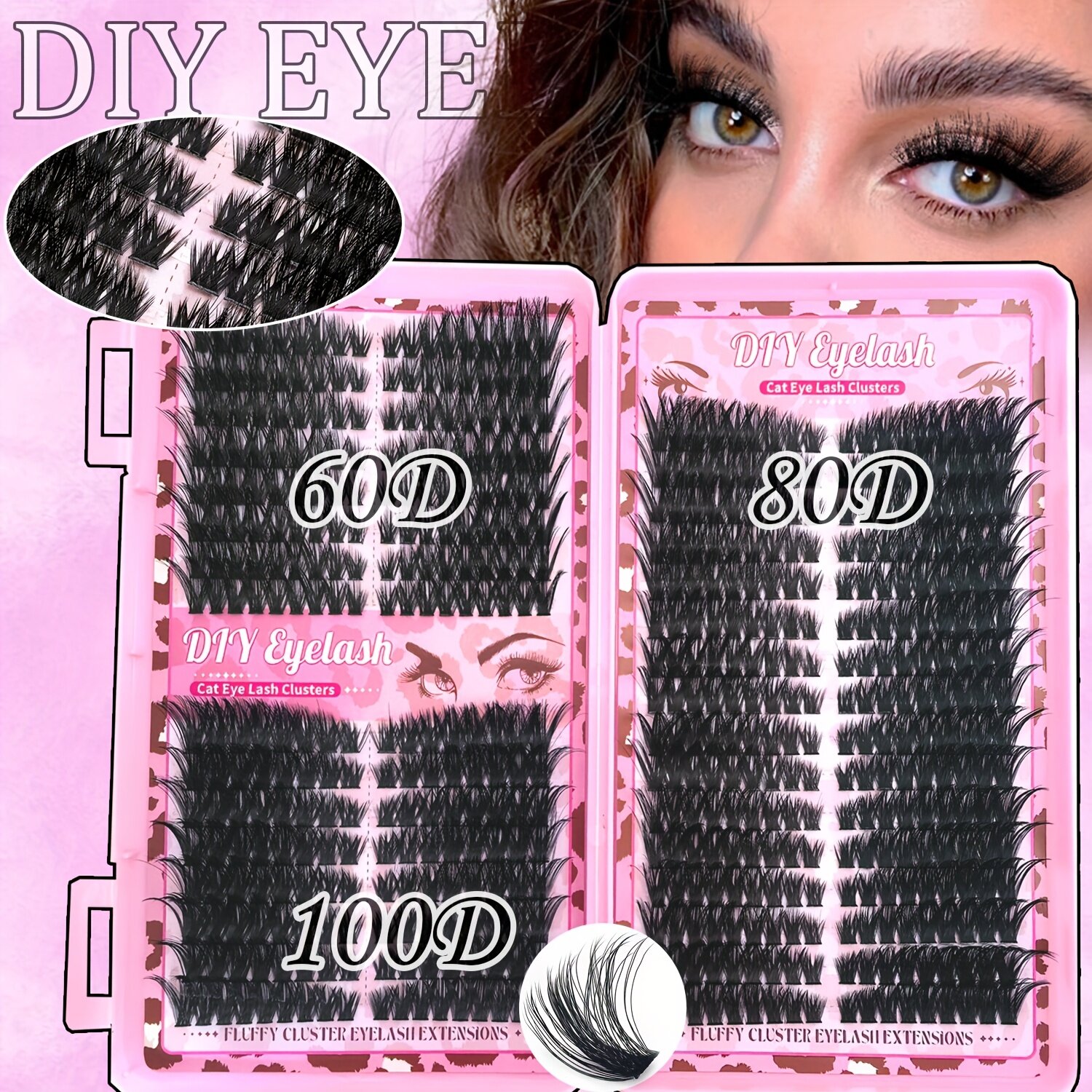 Набор для наращивания ресниц DIY LASH-BOOK, смешанные длины 8–16 мм, плотность 60D/80D/100D, в комплекте клей, пинцет и щетка