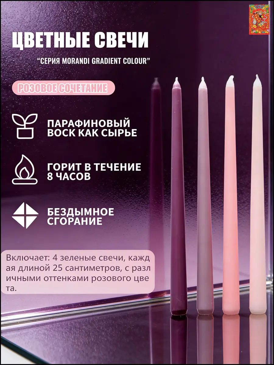 Свечи церковные цифра 7 и 6, парафин, 25 см, фигурные, для венчания и декора, набор из 4 шт