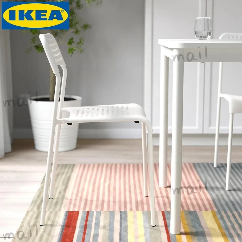 Стул IKEA Adde белый, 1 шт, стальной каркас, минимализм, 39x47x77 см — фото 1
