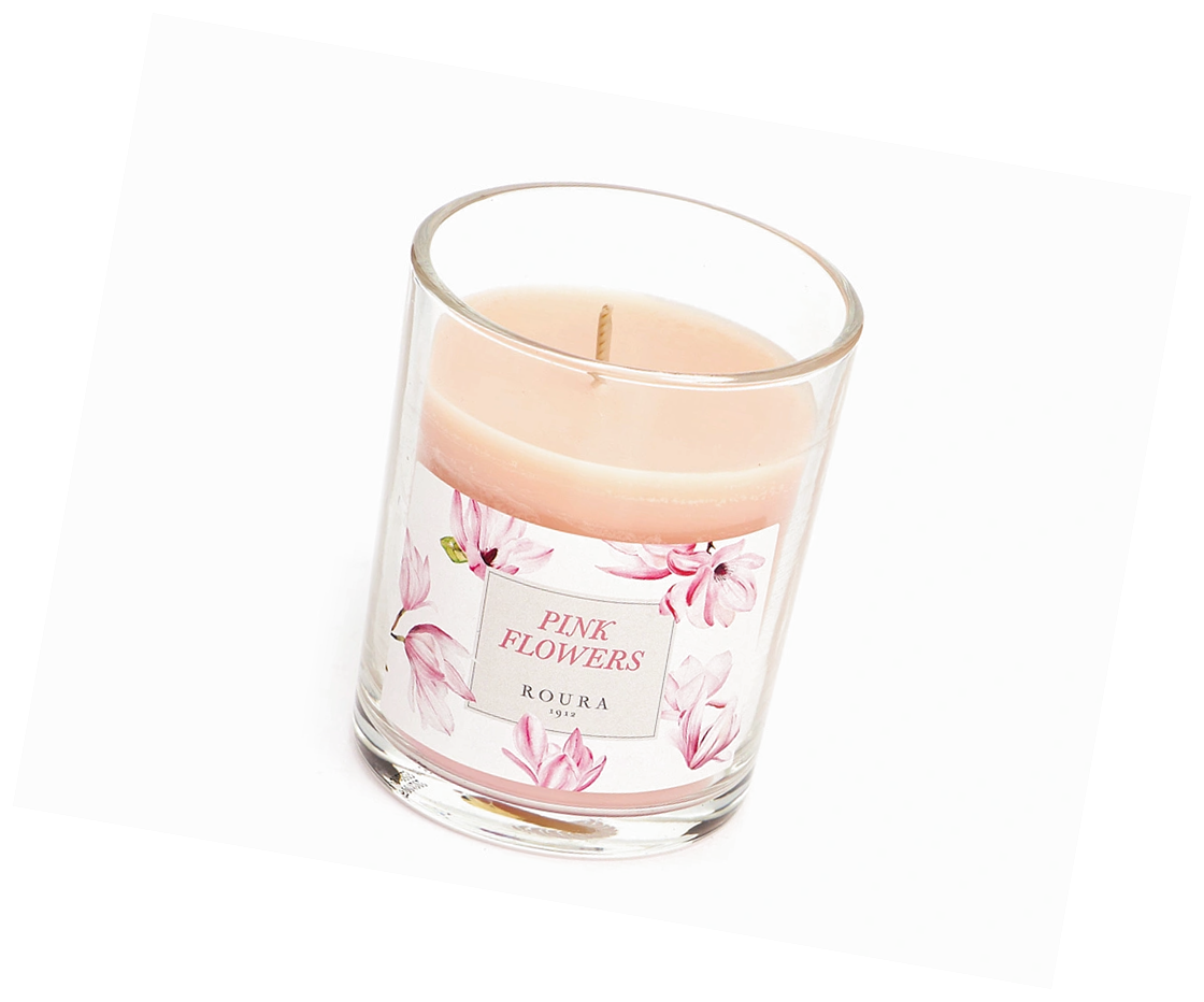 Свеча для дома Roura Pink Flowers 130 гр / Рура розовые Цветы ароматическая