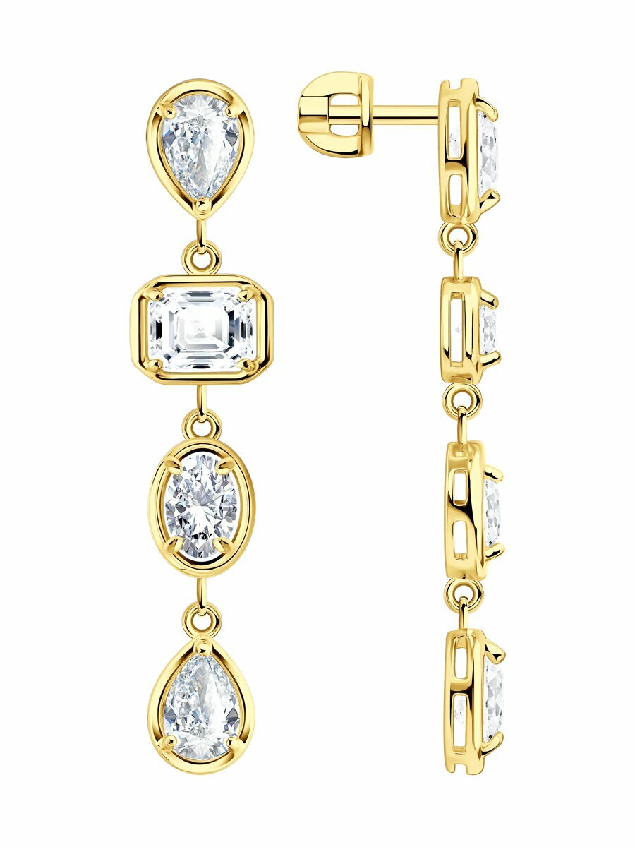 Серьги, серебро, 925 проба, фианит