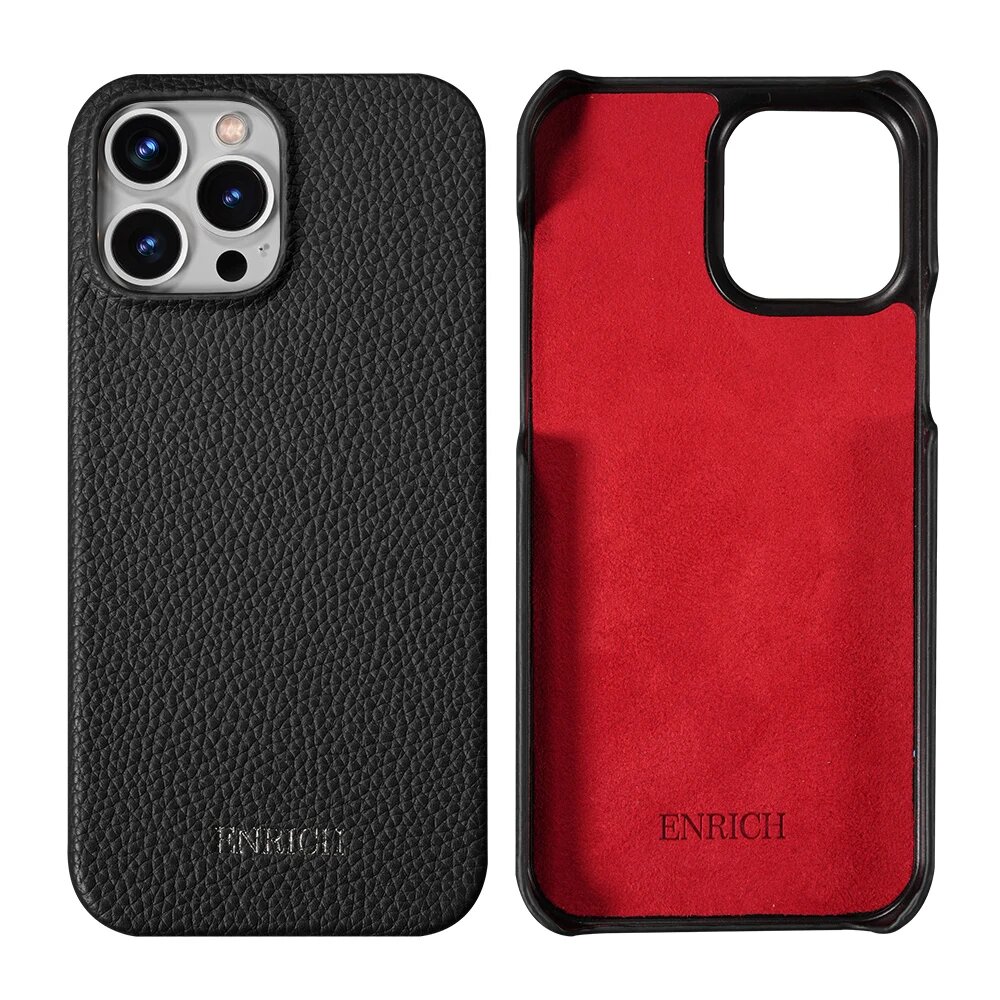 Роскошный чехол из натуральной кожи личи для iPhone 13 Pro Max 13 Mini, iPhone 13 Про, Черный, Black