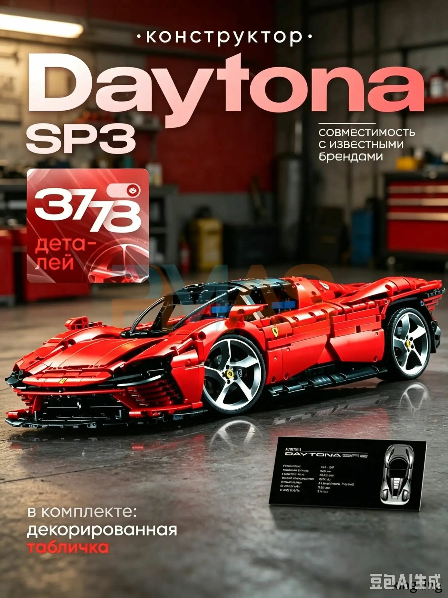 Конструктор Техник "Ferrari Daytona SP3" 3780 деталей (спортивная машина Феррари Дайтона, creator, совместим с lego technic, лего совместимый, модель racing спорткар, подарок для мальчиков)