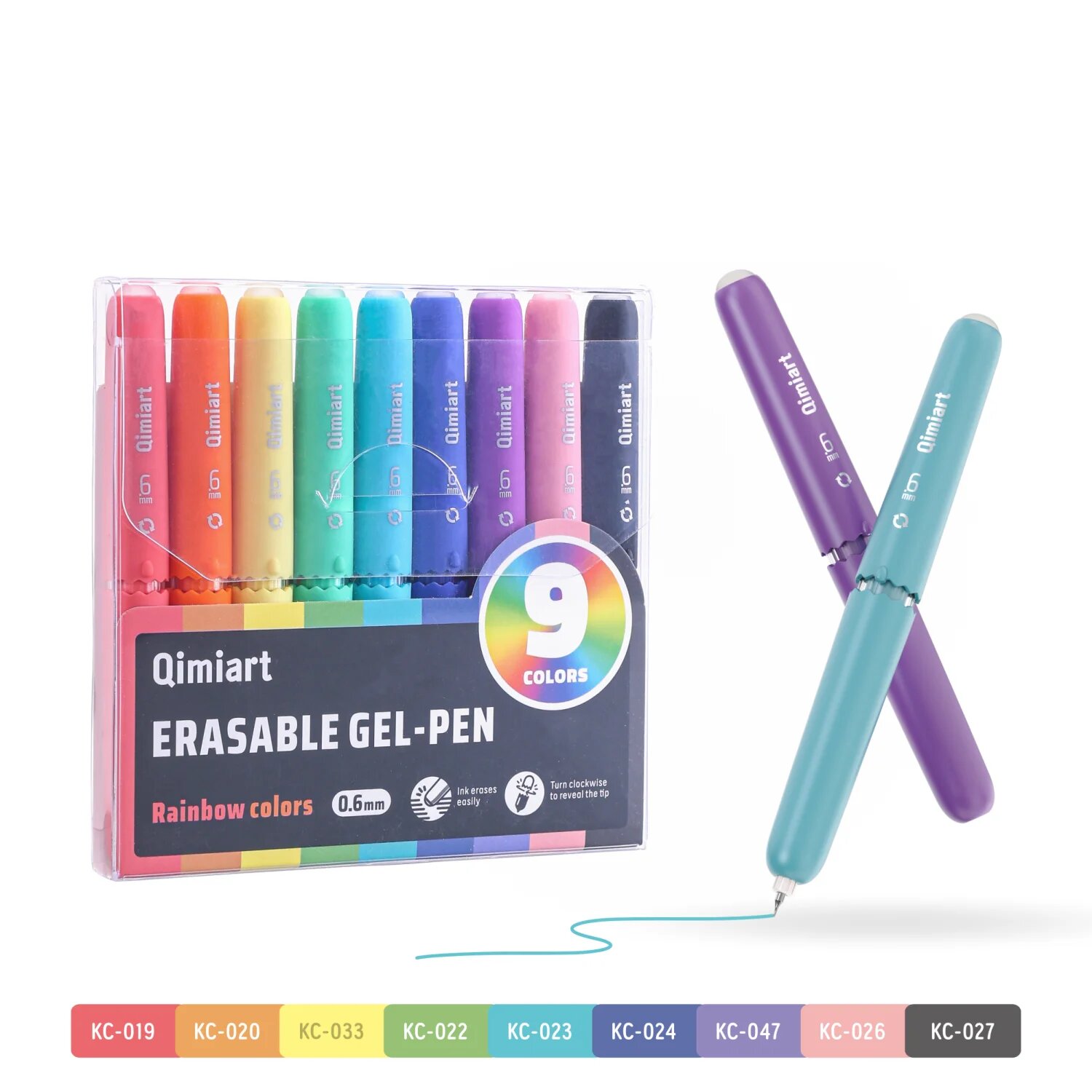LANGUO Стираемые Гелевые Ручки 0.6 мм 9Pcs-Rainbow