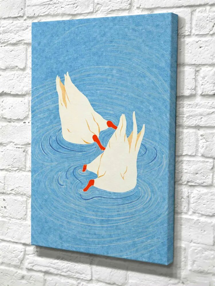 Картина "две птицы на воде" 55x75 см