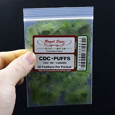 CDC Пуффы для мушек, flat dark green, 30 шт
