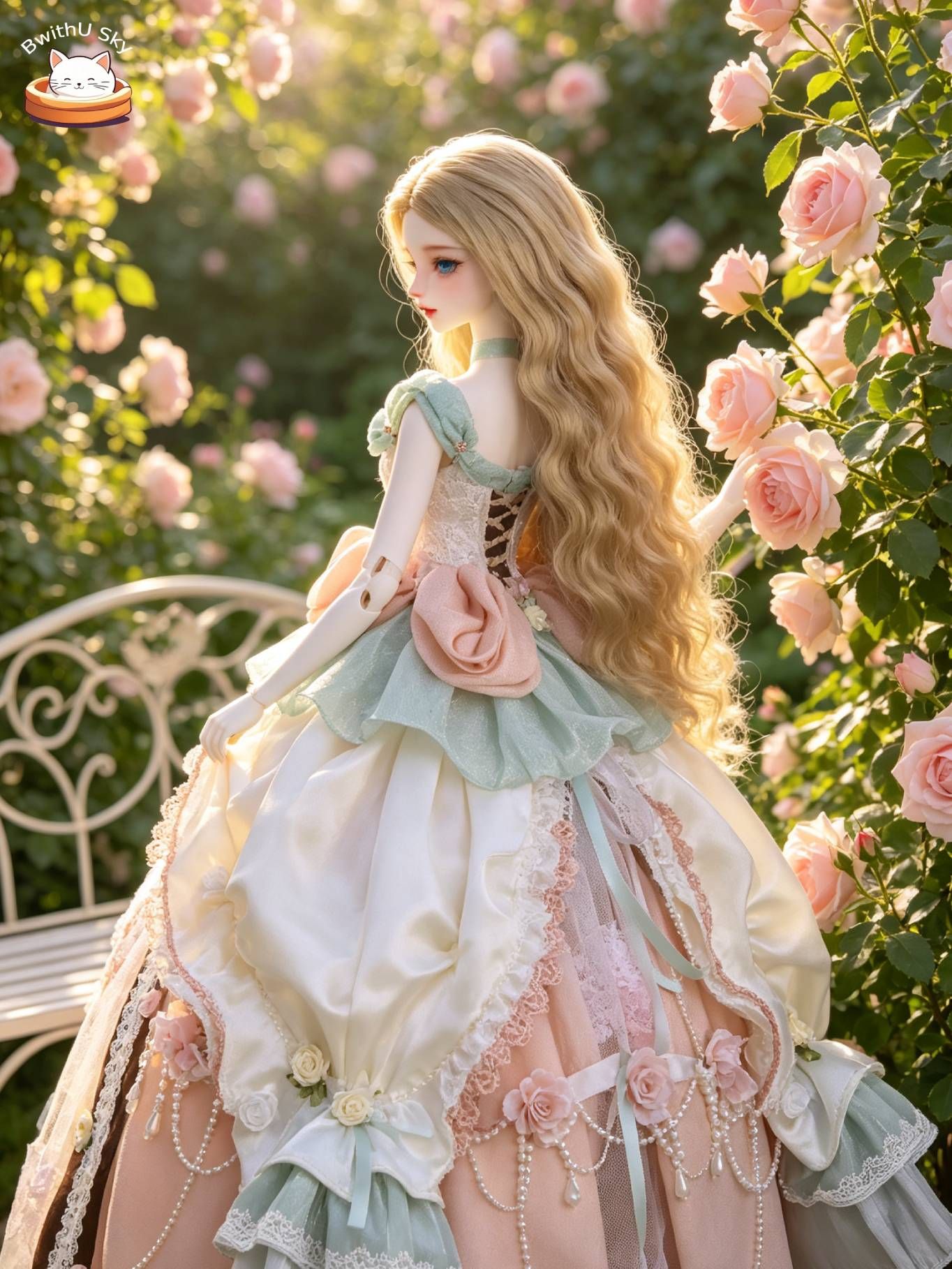 BwithUSky Cleo 1/4 BJD: Садовая принцесса-куколка среди цветущих роз