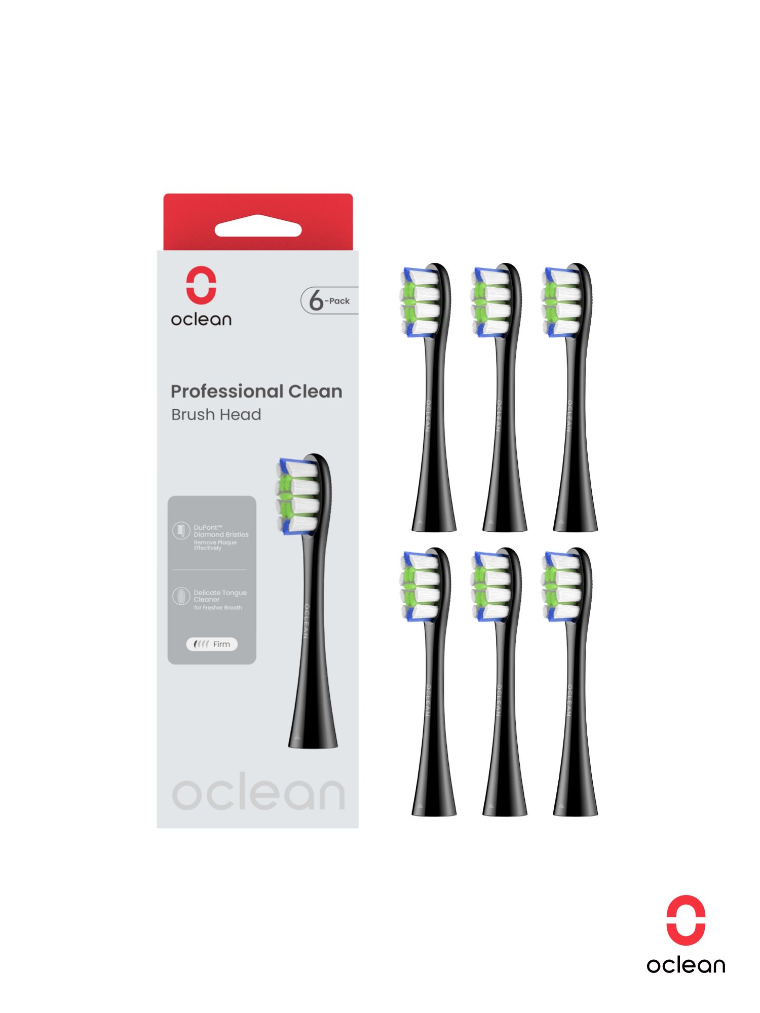 Комплект насадок Oclean Professional clean (6 шт), черный