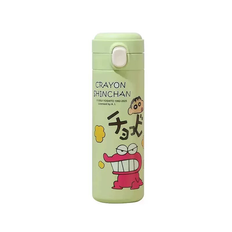 Термокружка Miniso Crayon Shin-chan 304 с молочной пеной, 450 мл, с откидной крышкой, для прямого питья, мультяшная