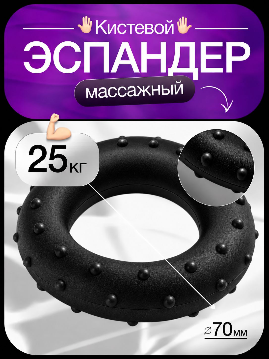 Эспандер кистевой для рук SportIgnite массажный кольцо 25 кг