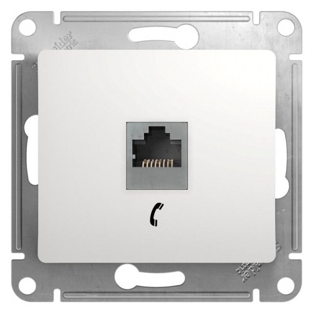 Розетка 1 пост телефонная Systeme Electric Glossa GSL000181T, RJ11 белая