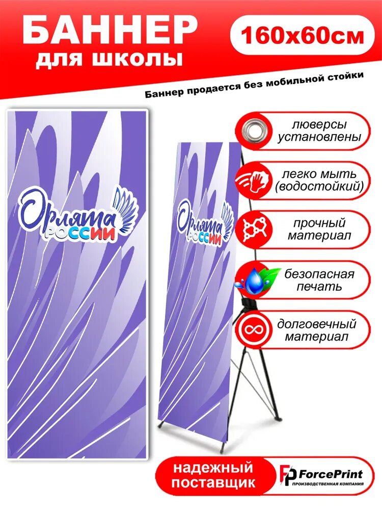 Баннер для праздника "Орлята России" 160x60 см без стойки", 160 см х 60 см