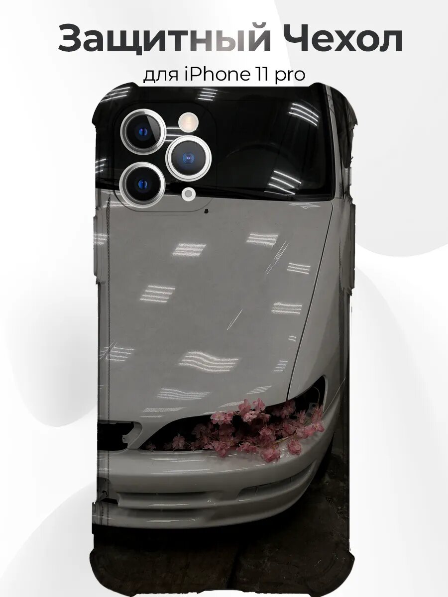 Чехол iPhone 11 Pro BMW E34 Бункер с цветами