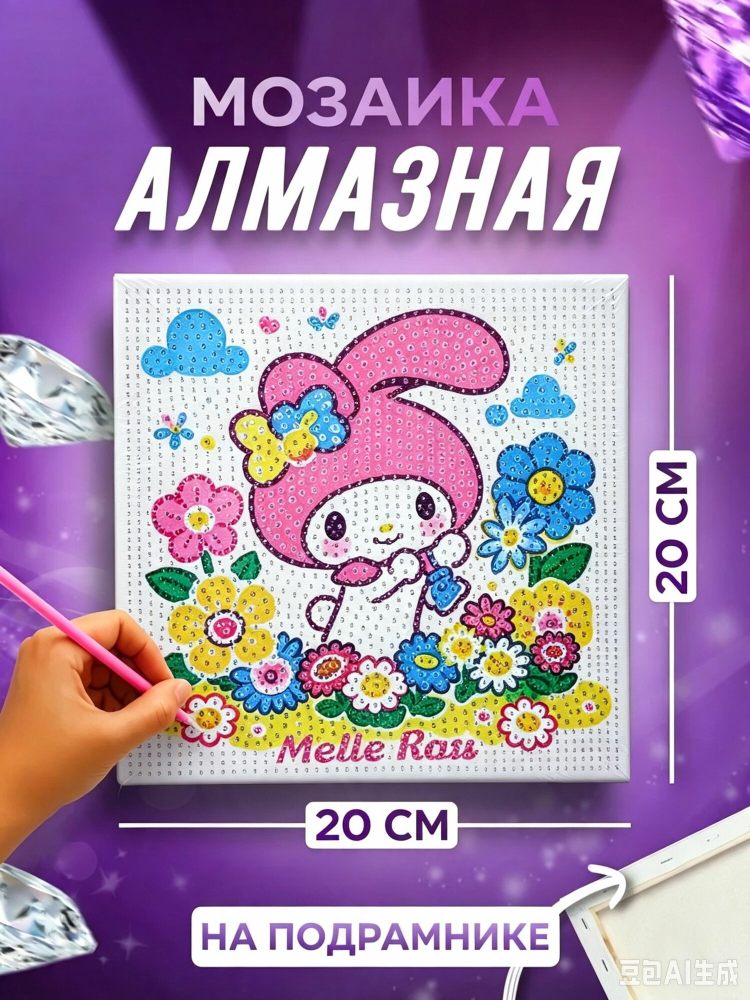 Алмазная мозаика на подрамнике Стич