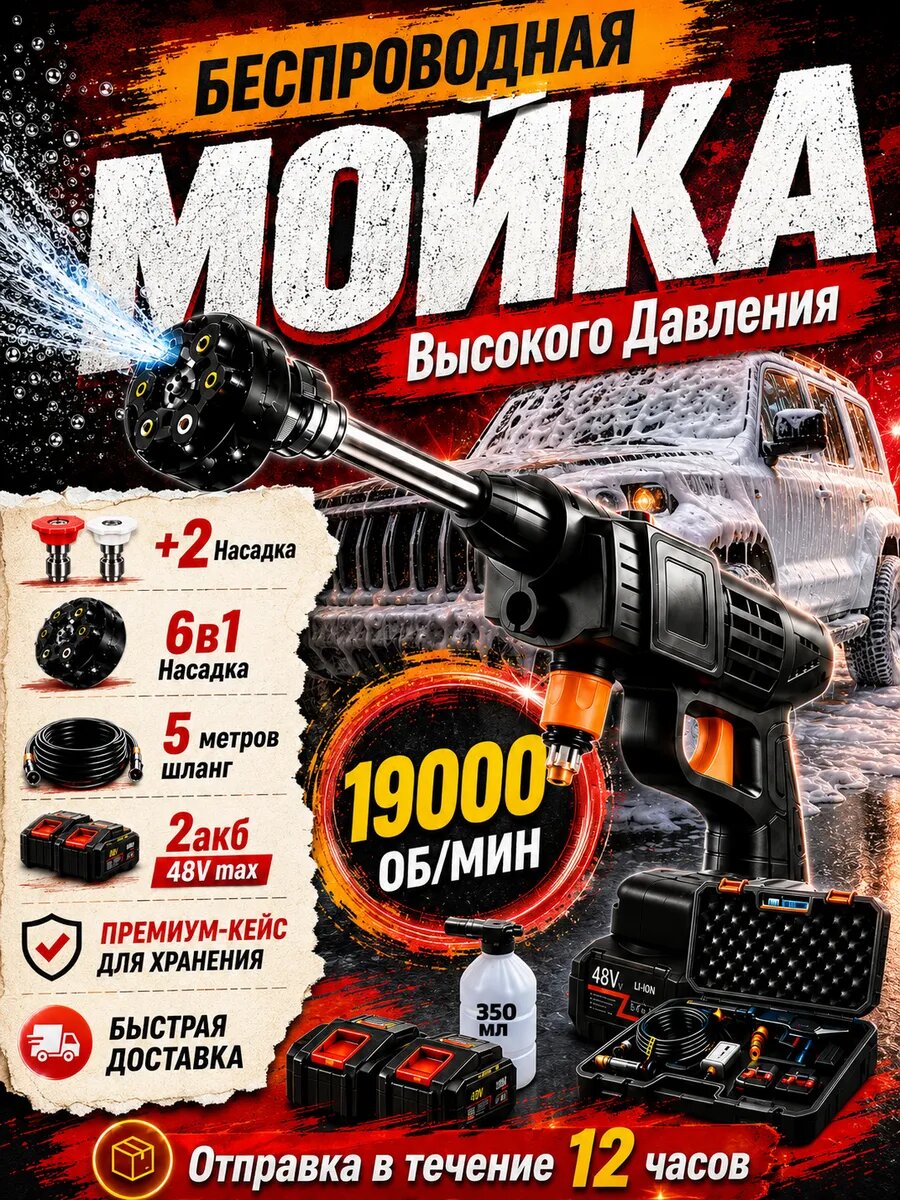 Мойка высокого давления аккумуляторная, автомойка