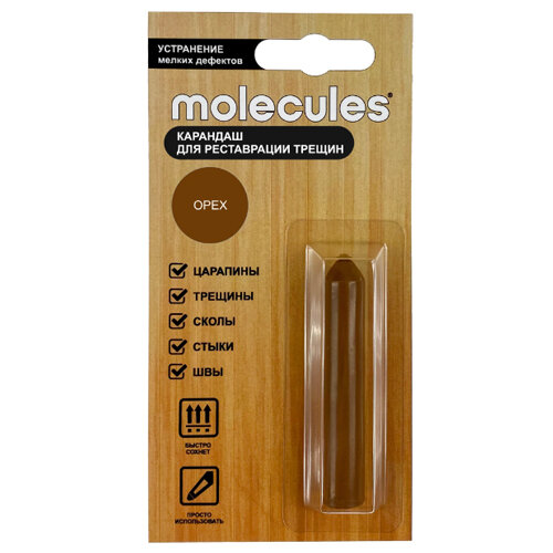 Карандаш для реставрации мебели, пола, трещин, царапин MOLECULES цвет орех, 5,5 г.
